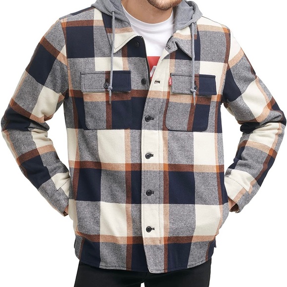 Levi's | Jackets & Coats | Levis Mens Cotton Plaid Shirt Jacket W Soft ...